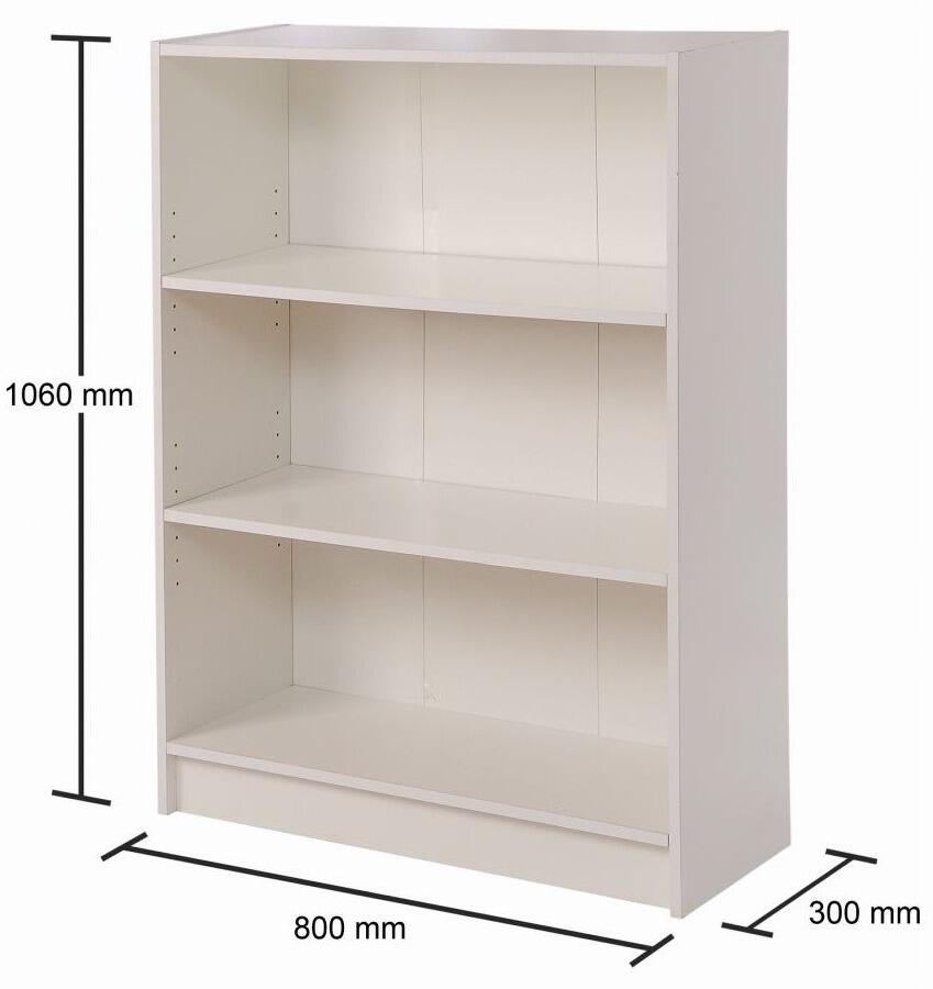 White Essentials Low Wide Bookcase with Adjustable Shelves - Office ...