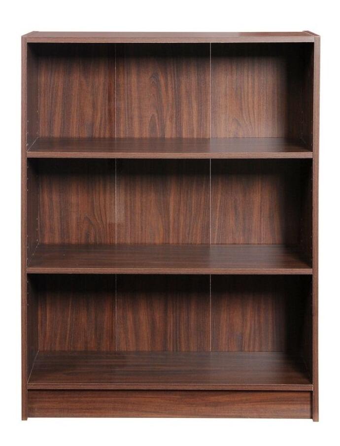 Essentials Low Wide Bookcase - Walnut with Adjustable Shelves - Office ...