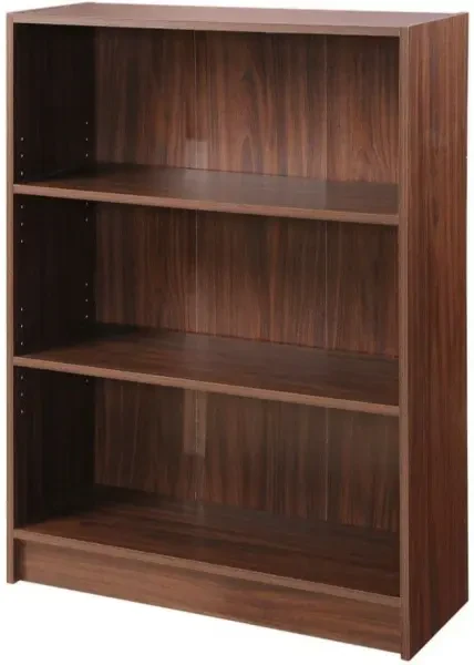 Essentials Low Wide Bookcase - Walnut with Adjustable Shelves - Office ...