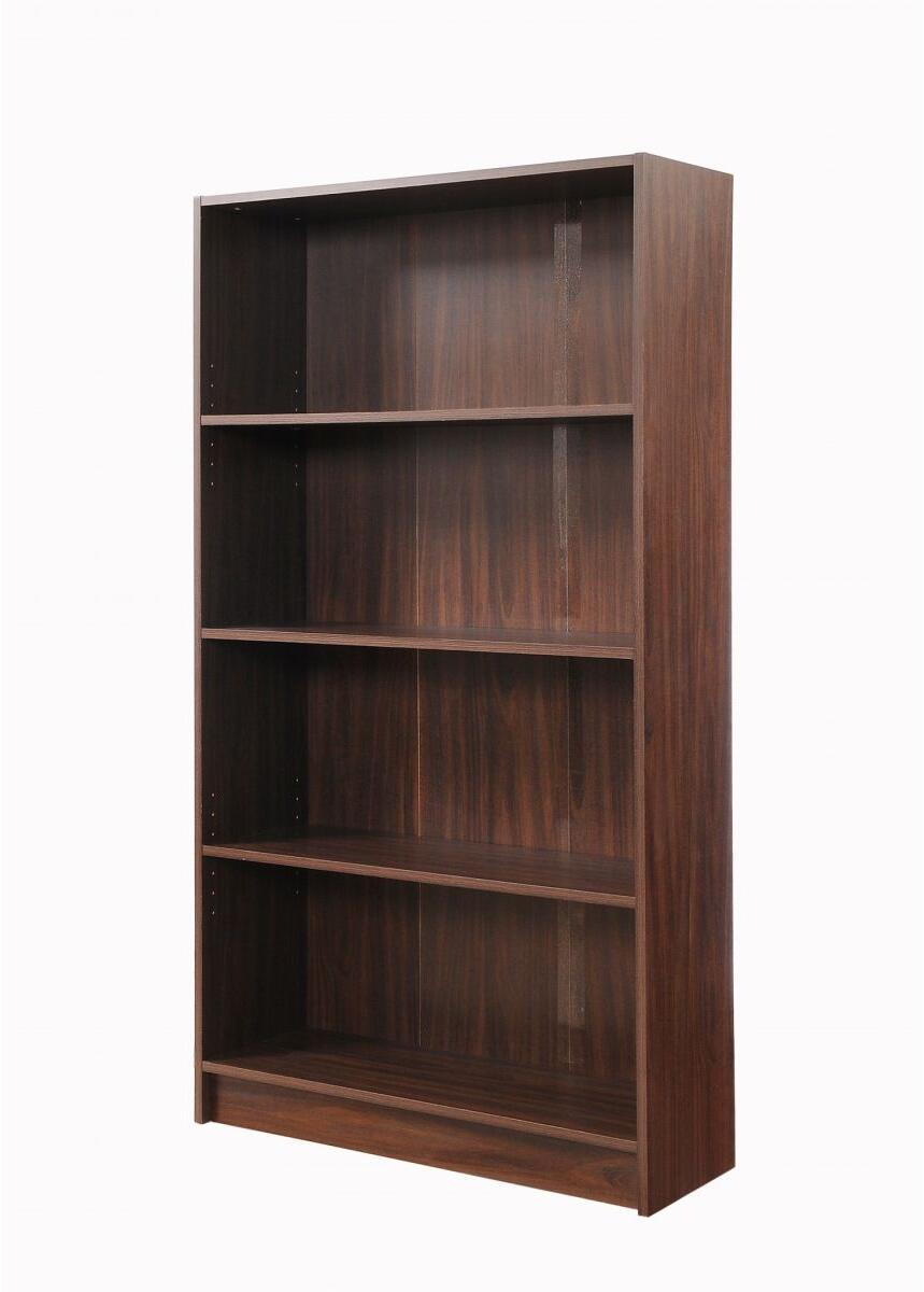Essentials Tall Bookcase - Walnut with Adjustable 4 Tier Shelves ...