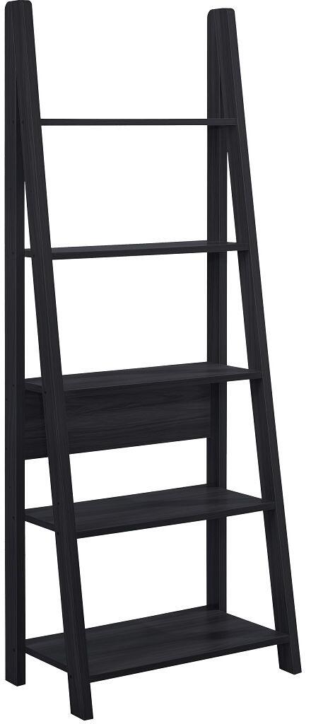 Riva Ladder Bookcase - Black Wood Effect, 5 Tier Shelving Unit - Office ...