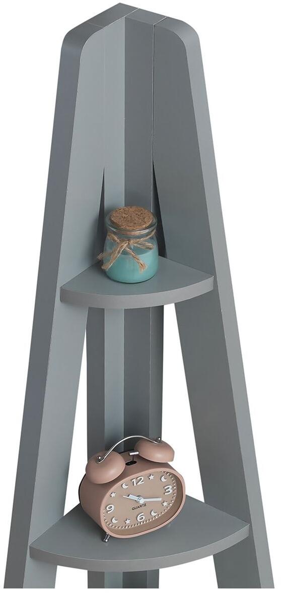 Riva Corner Ladder Bookcase - Light Grey with 5 Shelves - Office ...