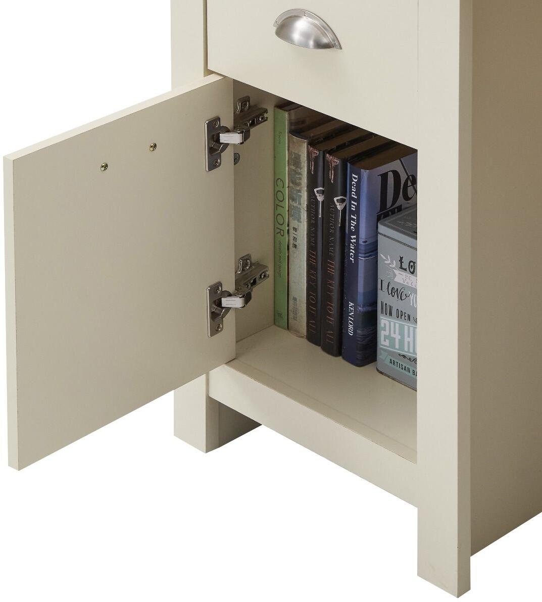 Lisbon 5 Drawer Desk in Cream with Oak Top and Steel Handles - Office ...