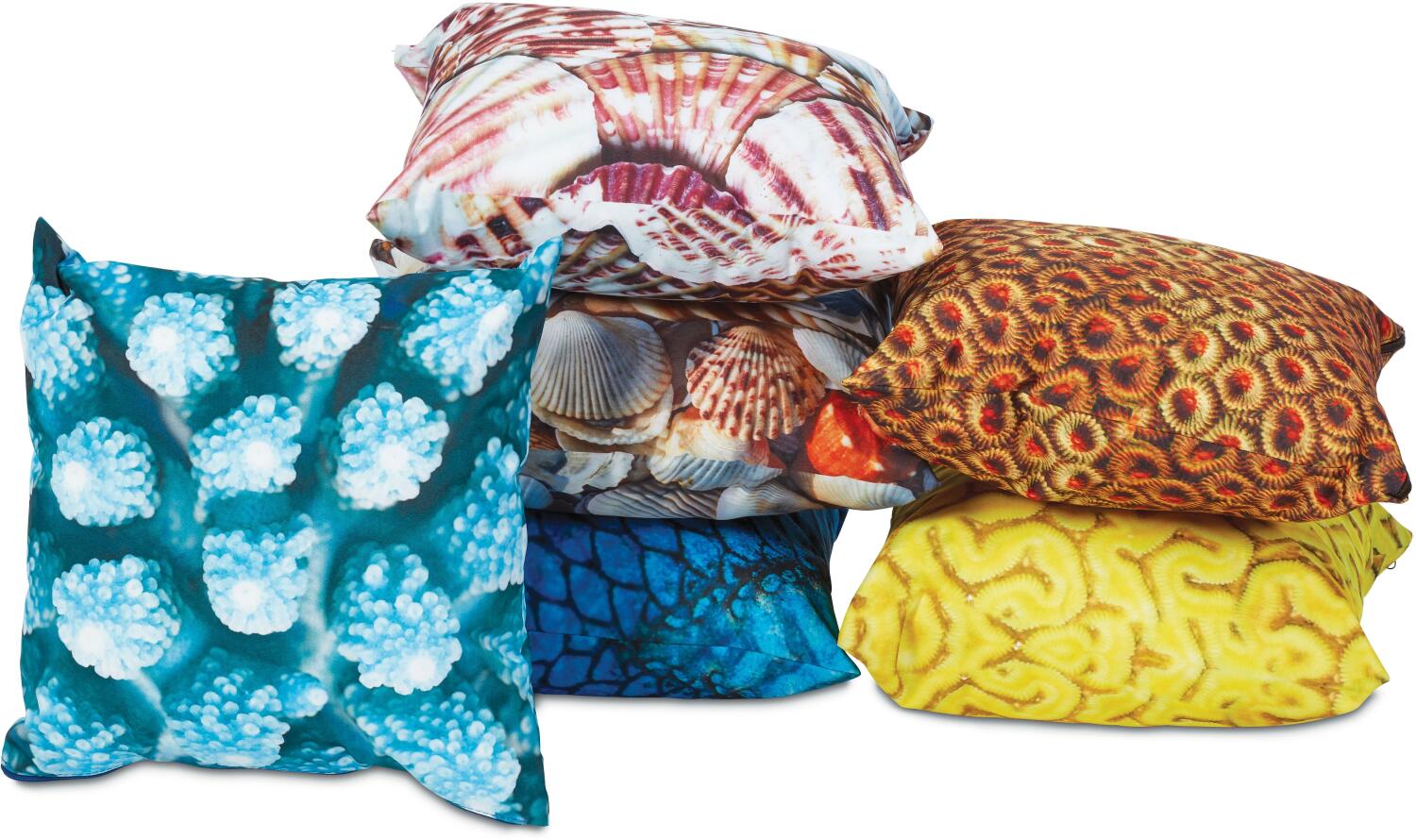 Millhouse Sea-Themed Cushion Set with Wipe-Clean Covers, UK Made ...